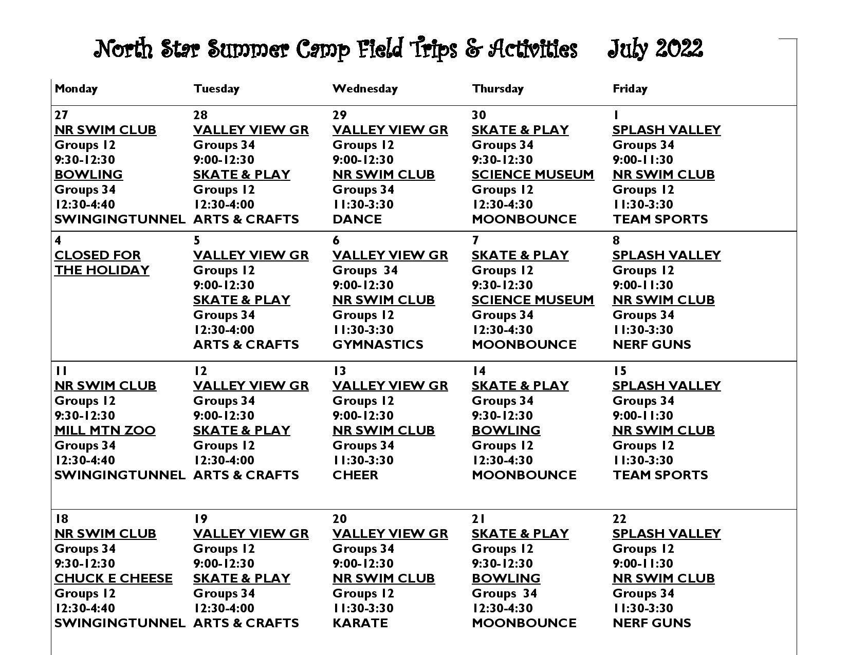 Summer Camps – NorthStar 4 Kids